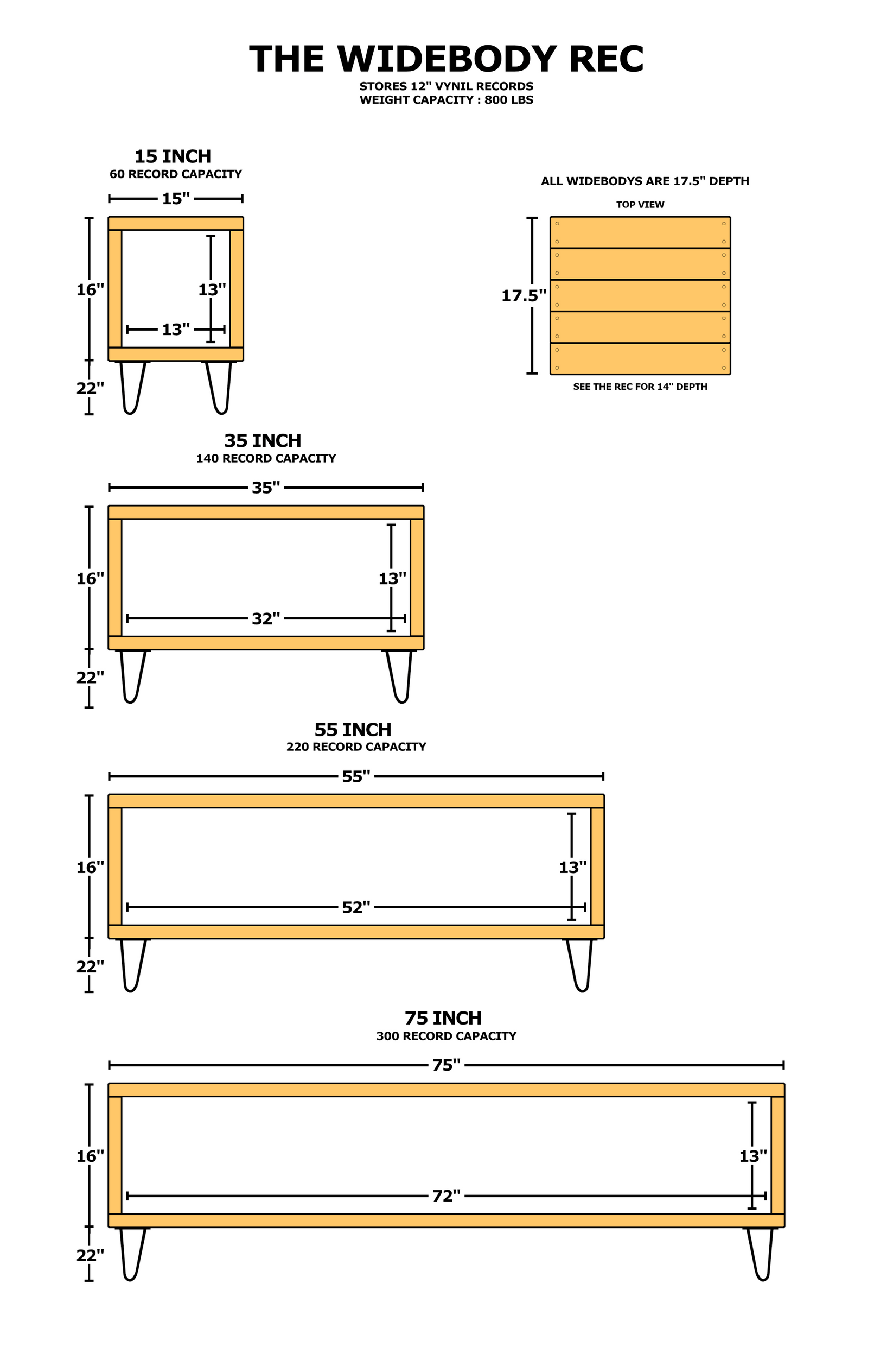 Rec "Widebody" Vinyl Record Storage – Ocean Beach Pallet Co